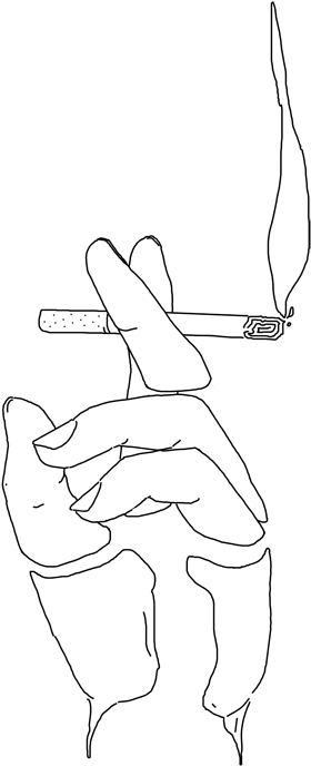 Cigarette In Hand Drawing (496x747), Png Download