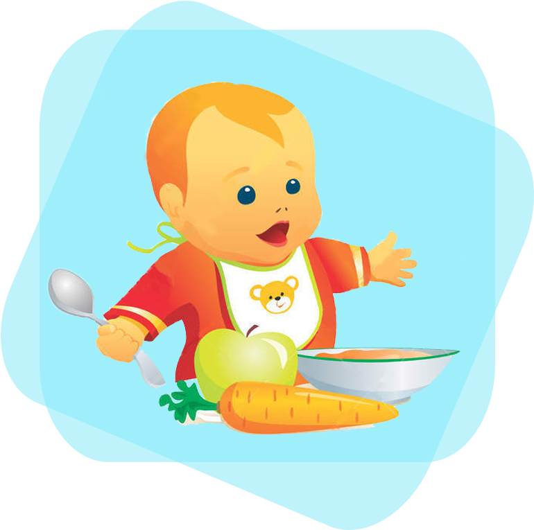 Right Food - Free Cartoon Baby Eating Food (800x800), Png Download