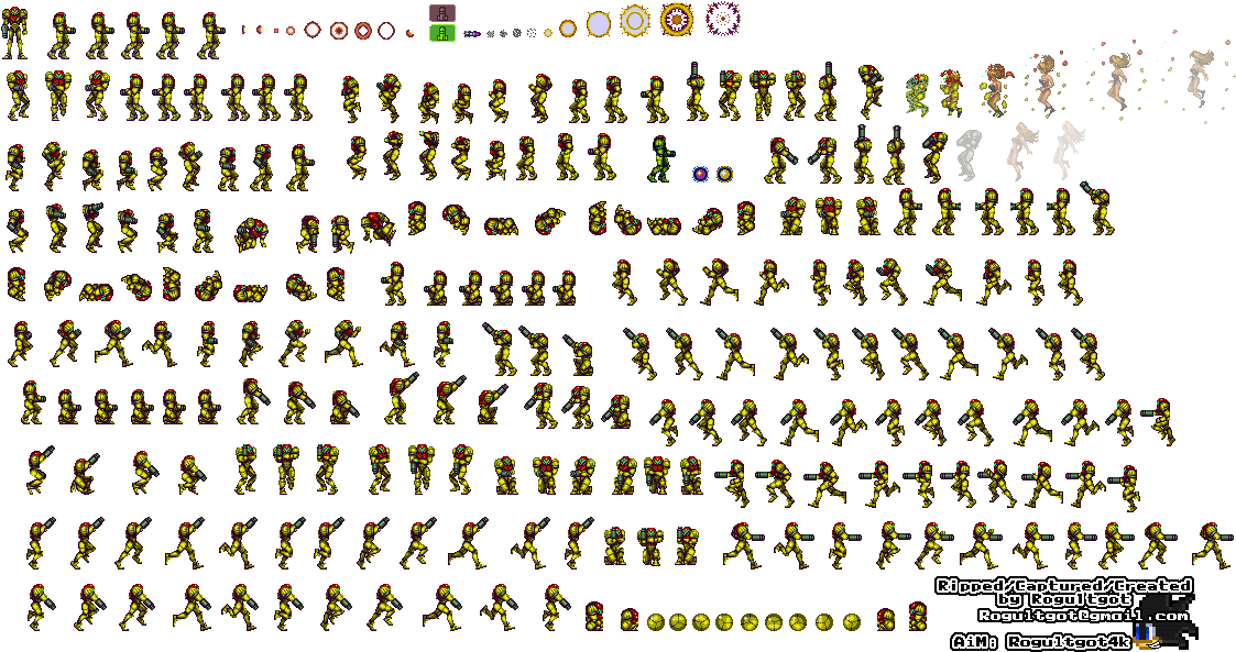 File - Super Metroid - Snes - Sprite Sheet - Samus - Samus Aran Sprite ...