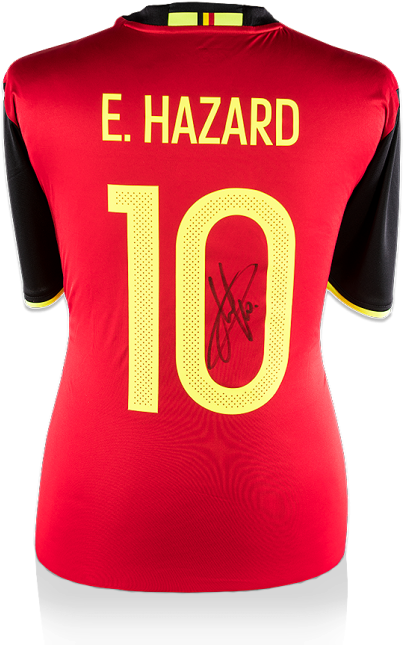 Eden Hazard Back Signed Belgium Home Shirt - Eden Hazard Back ...