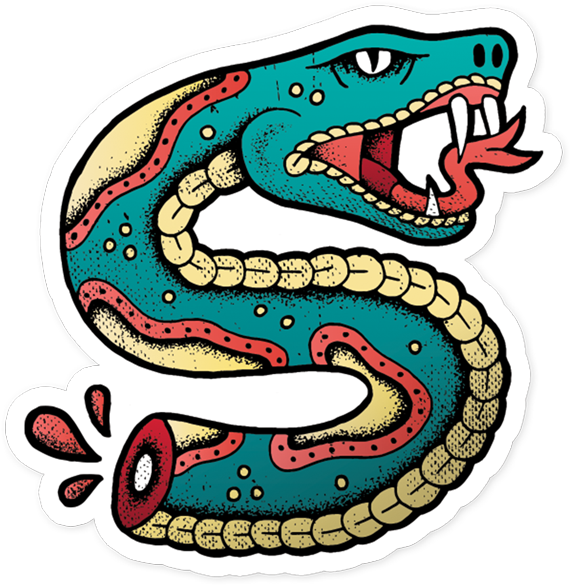 Snake Bite Sticker Traditional Transparent Background - Traditional ...