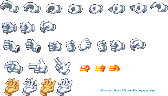 Download Master Hand Sprite Sheet | Transparent PNG Download | SeekPNG