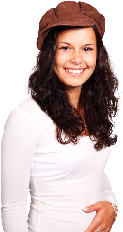 Girl With Hat On Her Head Png Image - Png Girl Head (500x821), Png Download