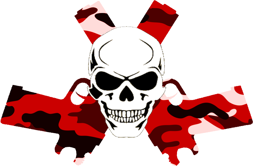 Skull In Guns Red - Skull With Guns Transparent (829x564), Png Download