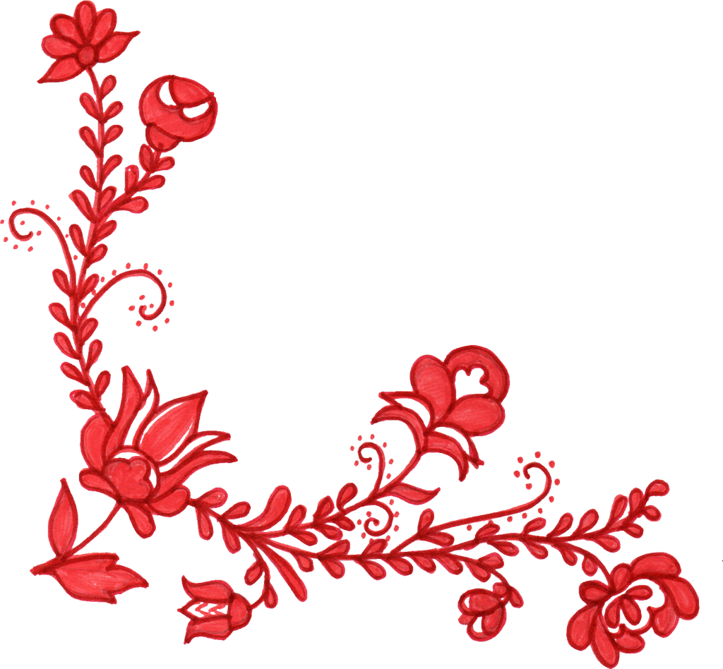 Png File Size - Red Floral Corner Border (1024x948), Png Download