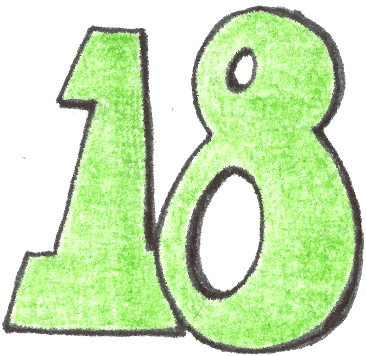Favorite Number Why - Number 18 Cartoon Png (750x729), Png Download