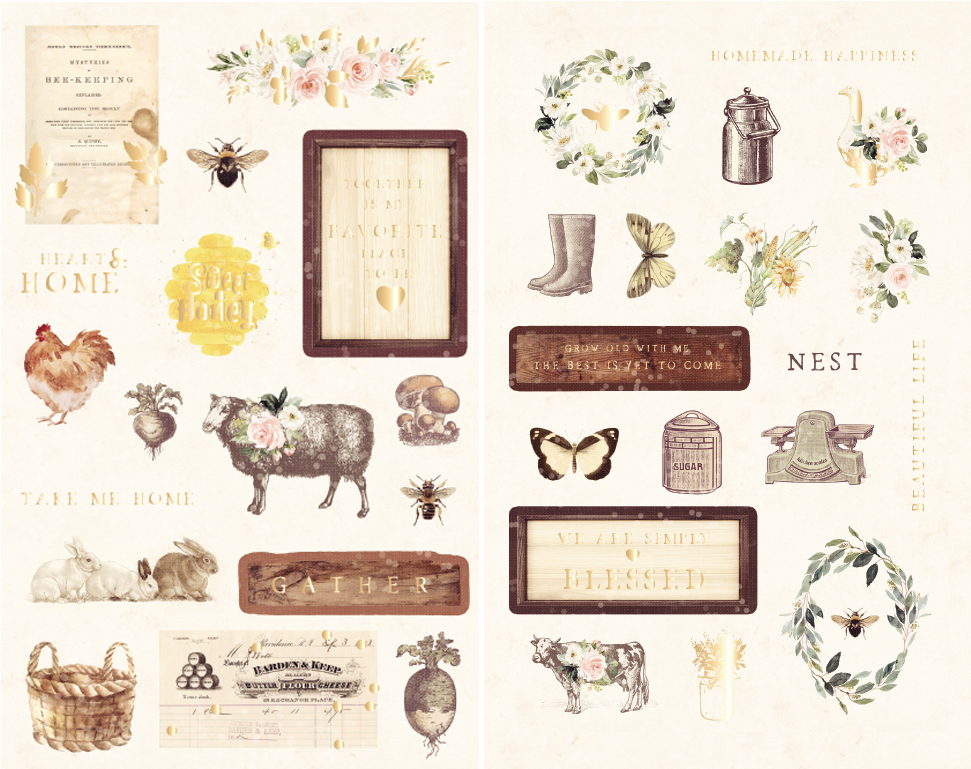 Spring Farmhouse Collection Chipboard (1000x1000), Png Download