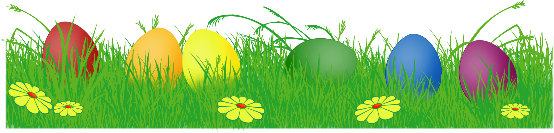 Grass Drawing Easter - Easter Eggs Clip Art (2318x649), Png Download