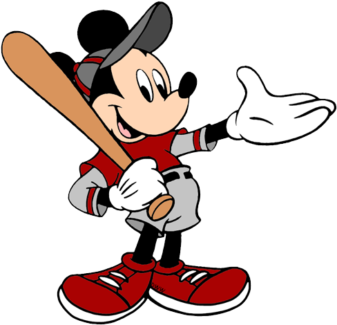 Disney Baseball Clip Art - Mickey Mouse Playing Baseball (500x471), Png ...