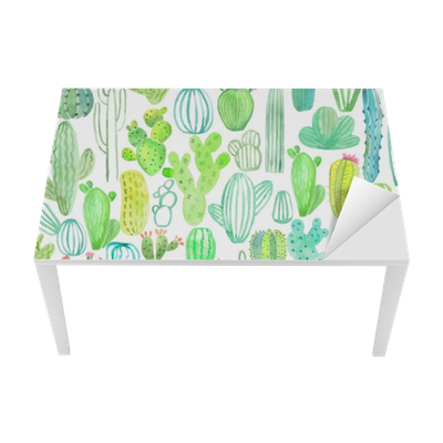 Watercolor Cactus Seamless Pattern Table & Desk Veneer - Watercolor ...