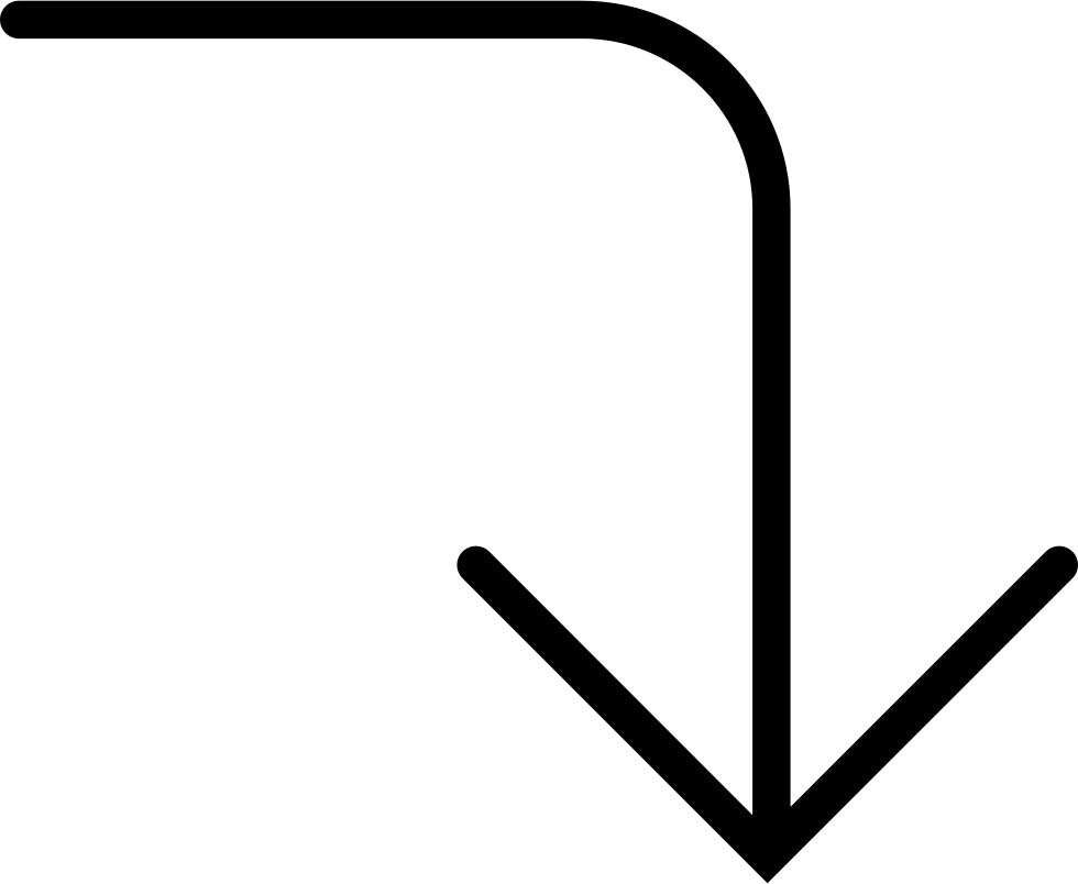 Rounded Angle Arrow Pointing Down - Arrow Pointing Right And Down ...