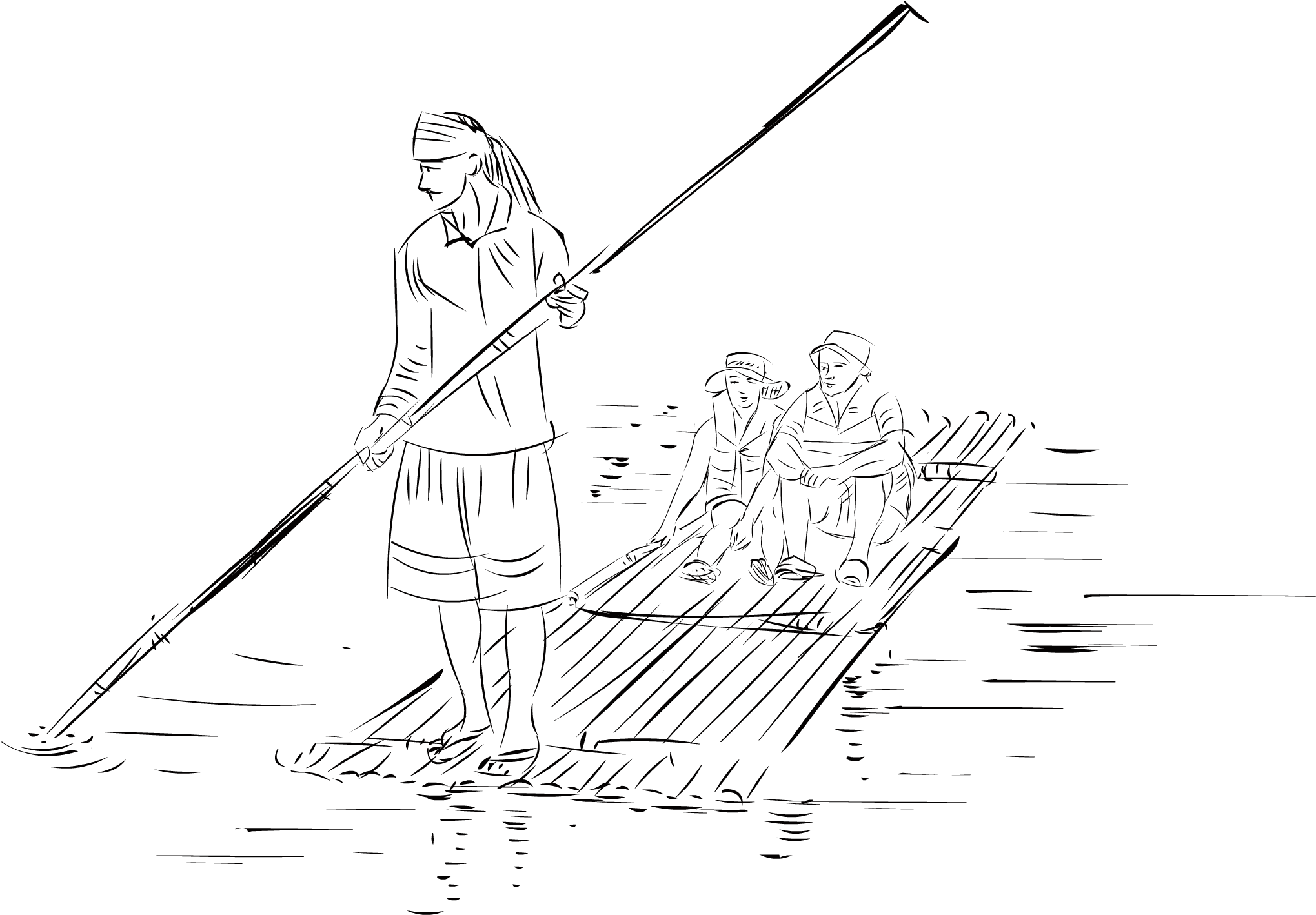 Raft Drawing At Getdrawings - Line Art (2773x1560), Png Download