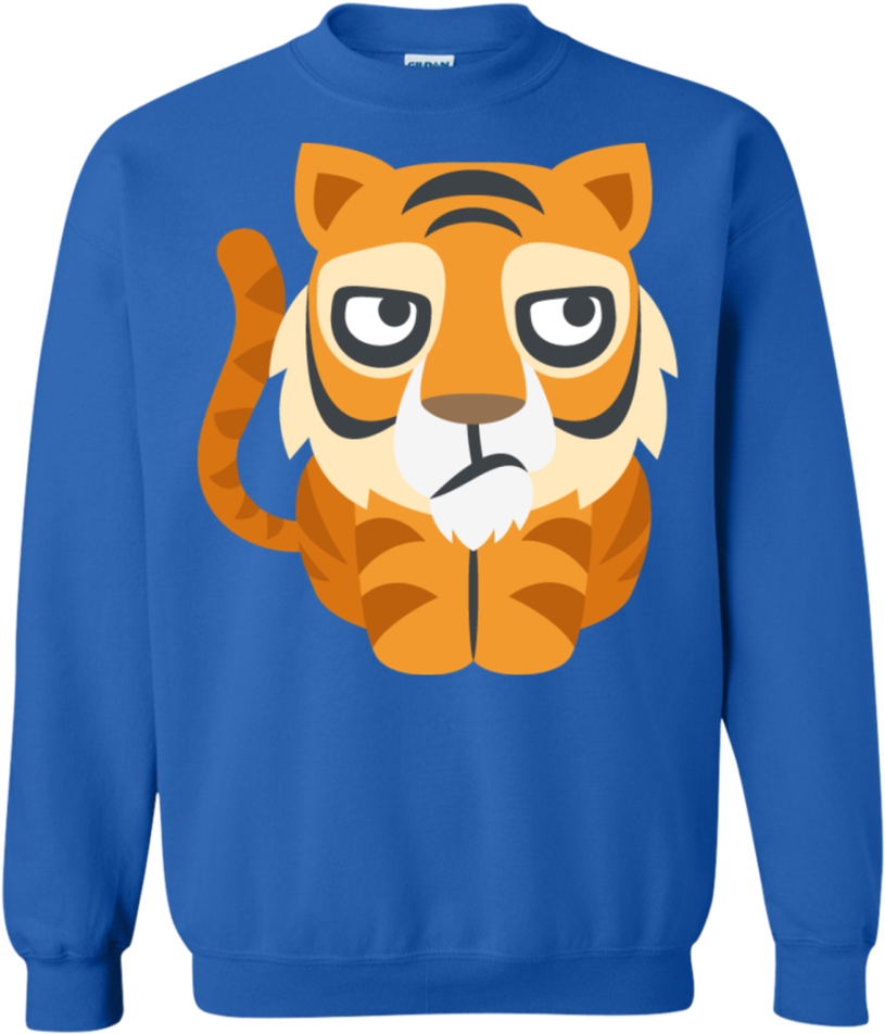Bored Tiger Emoji Sweatshirt - Apparel Printing Emoji Tiger Face Lunch ...