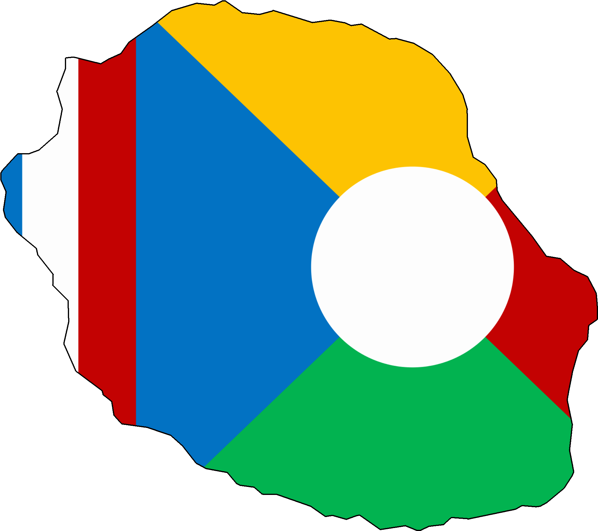 Flag Map Of Réunion - Reunion Flag Map (2050x1818), Png Download