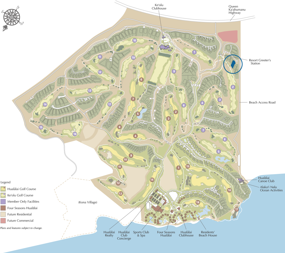 Location - Four Seasons Hualalai Golf Course Map (1200x1048), Png Download