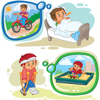Set Clip Art Illustrations Little Boy Sick, Fever, - Recover From ...