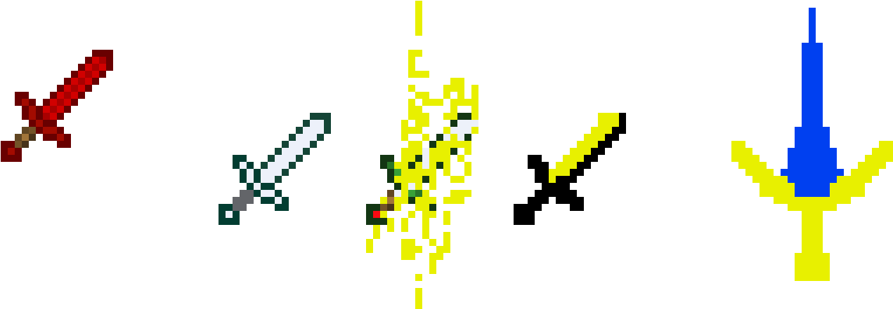 Minecraft Swords (1410x550), Png Download
