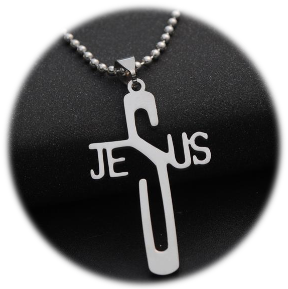 Download Stainless Steel Jesus Cross Necklace - Silver Tone Cross Jesus ...