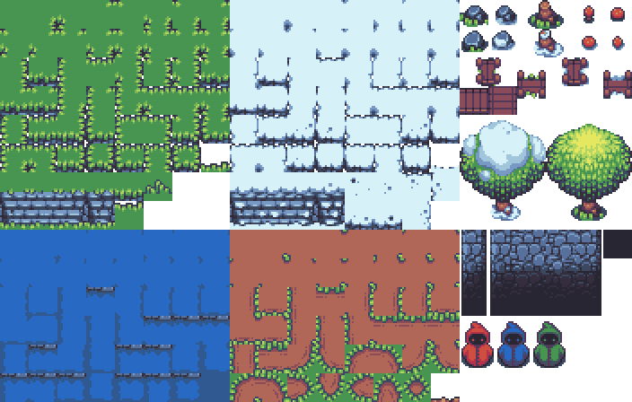 Preview - Snow Pixel Art Tileset (704x448), Png Download