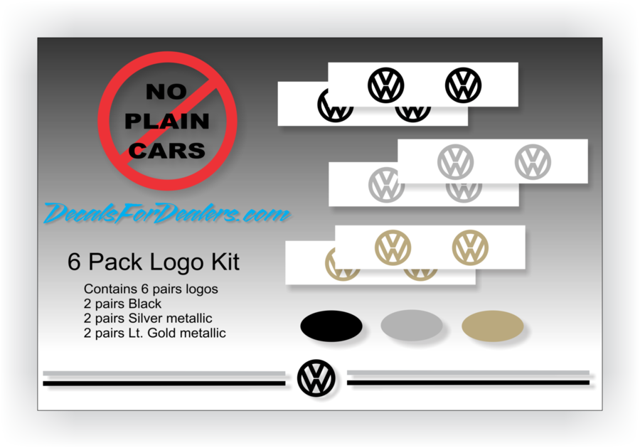 Volkswagon 6 Pack Vinyl Emblem Logo Decal Kit - Cadillac Pinstripe ...