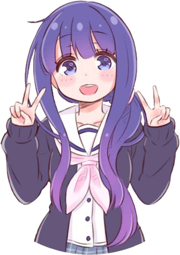 Ftestickers Anime Girl Animegirl Chibi Shoolgirl Cute - Purple Anime ...