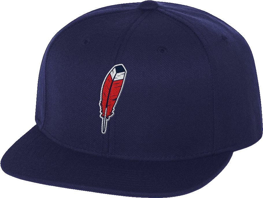 Feather Navy Snap Back Hat - Cap (1000x1000), Png Download