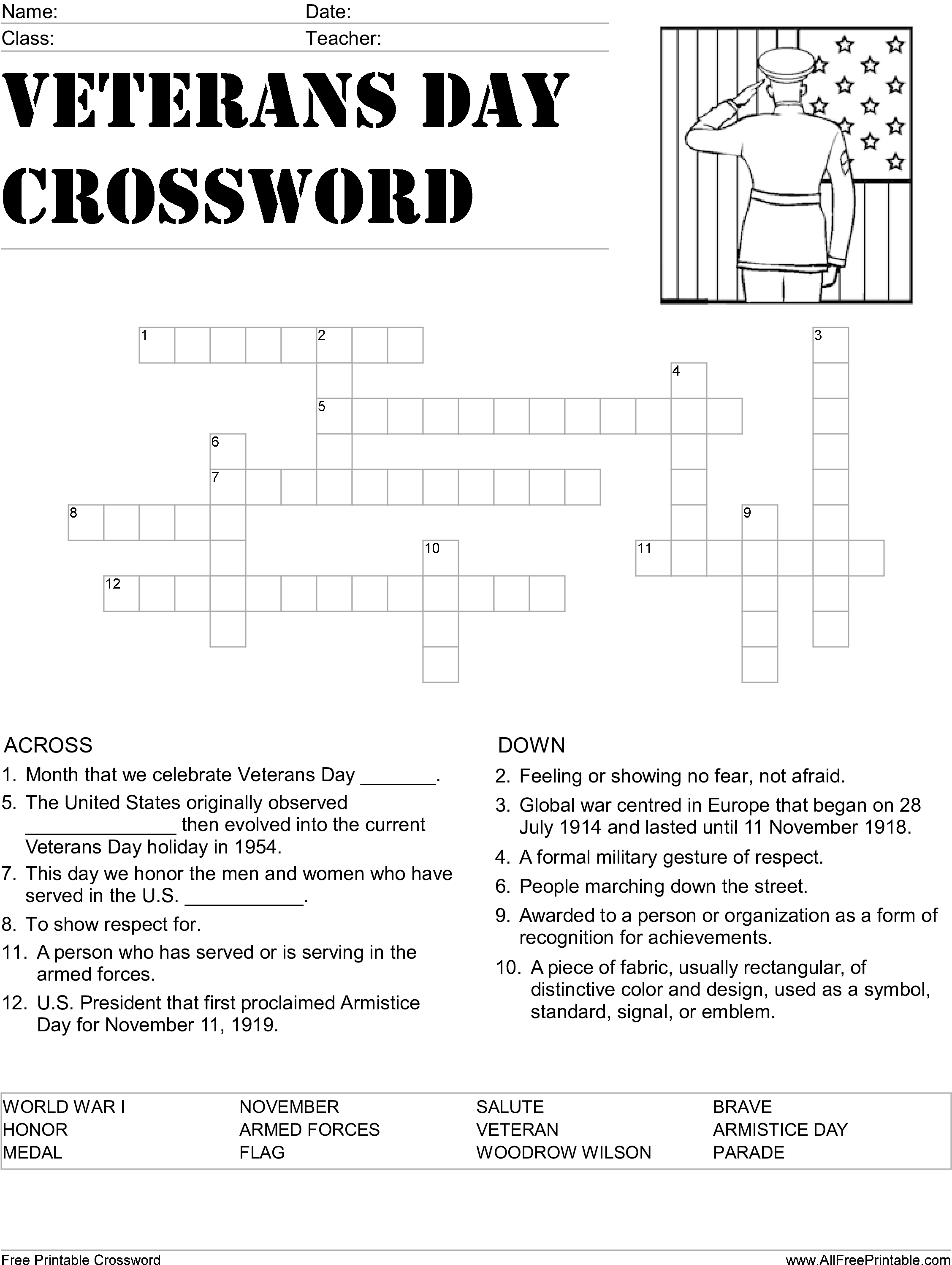 Veterans Day Crossword Main Image - Forex Bank (2550x3300), Png Download