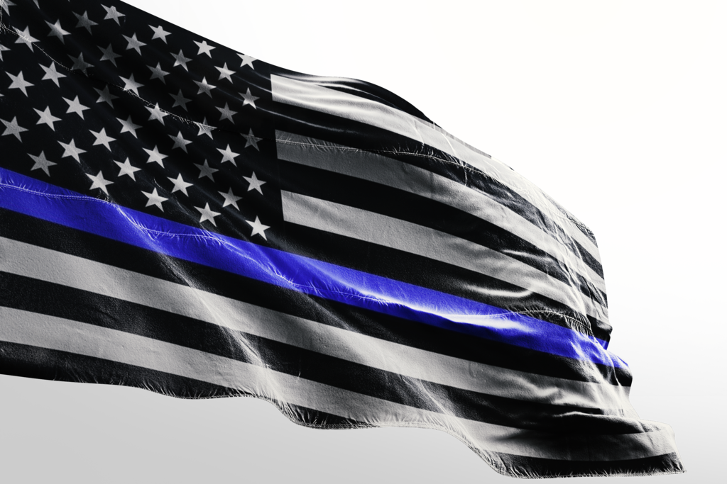 Download Blackout Blue Line Flag - Blue Line Flag Waving | Transparent ...