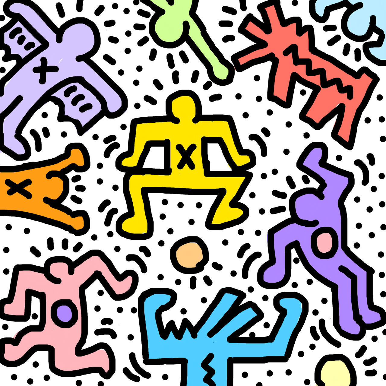 Keith Haring Inspired Doodle 🎨 - Keith Haring (1280x1280), Png Download