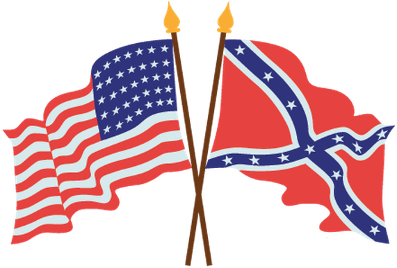 Crossed American And Confederate Flags (651x399), Png Download