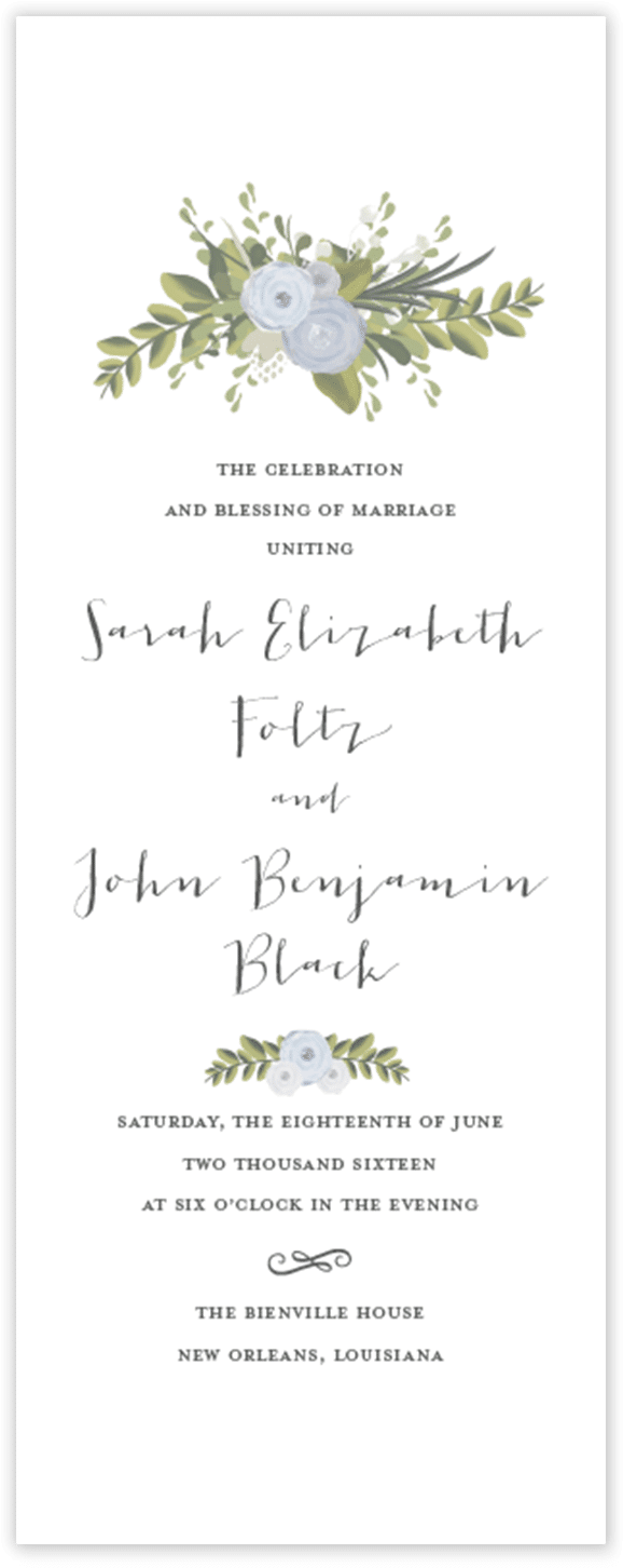 Blue Flower \\ Folded Wedding Ceremony Program - Wedding (643x1500 ...