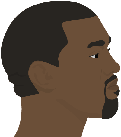 Kanye West Side Profile Of Head - Kanye West (401x452), Png Download
