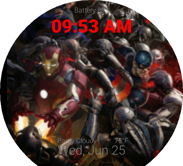 Iron Man Cap & Ultron Watch Face Preview (640x580), Png Download