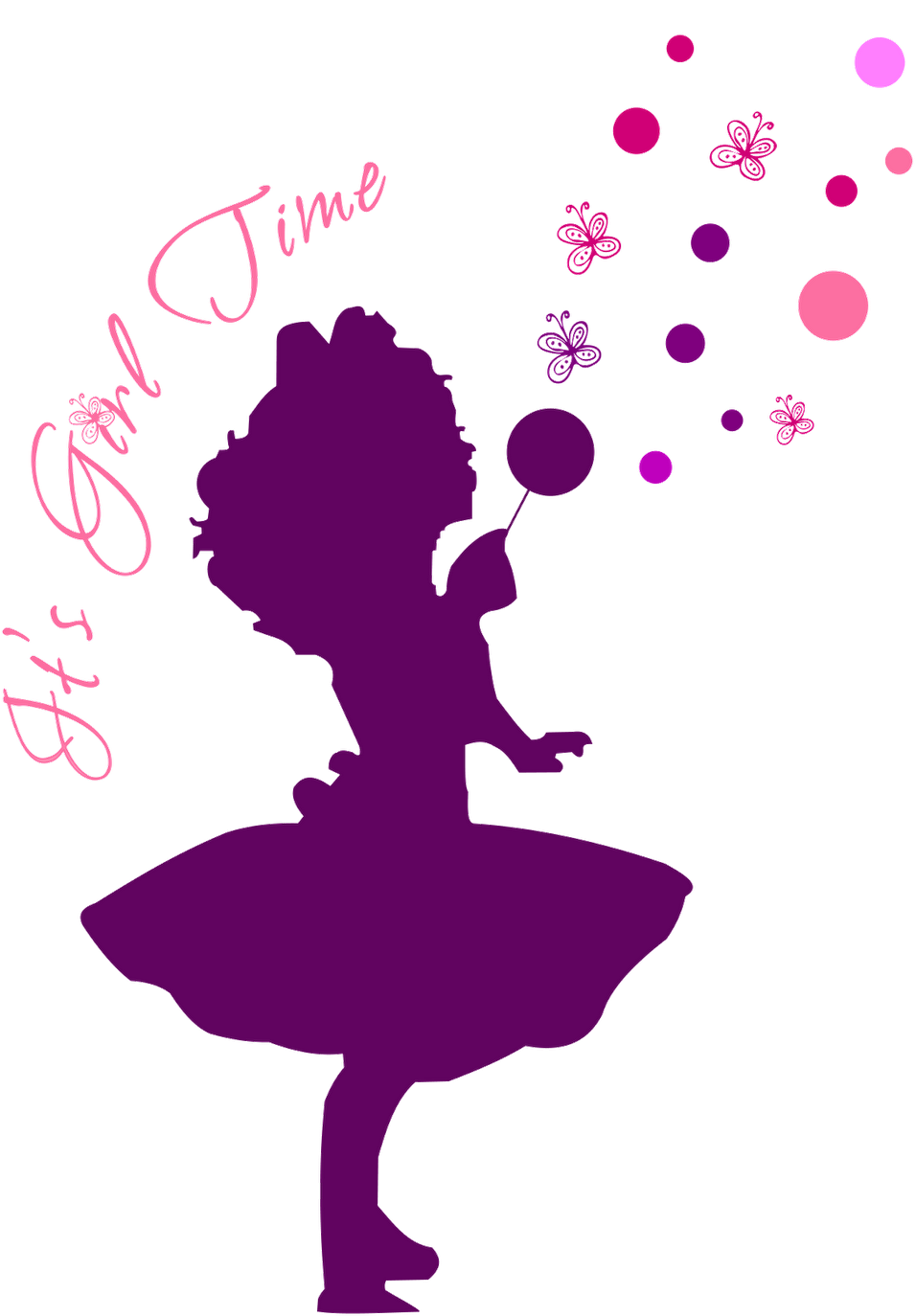 It's Girl Time - Girl Blowing Bubbles Silhouette (1600x1446), Png Download