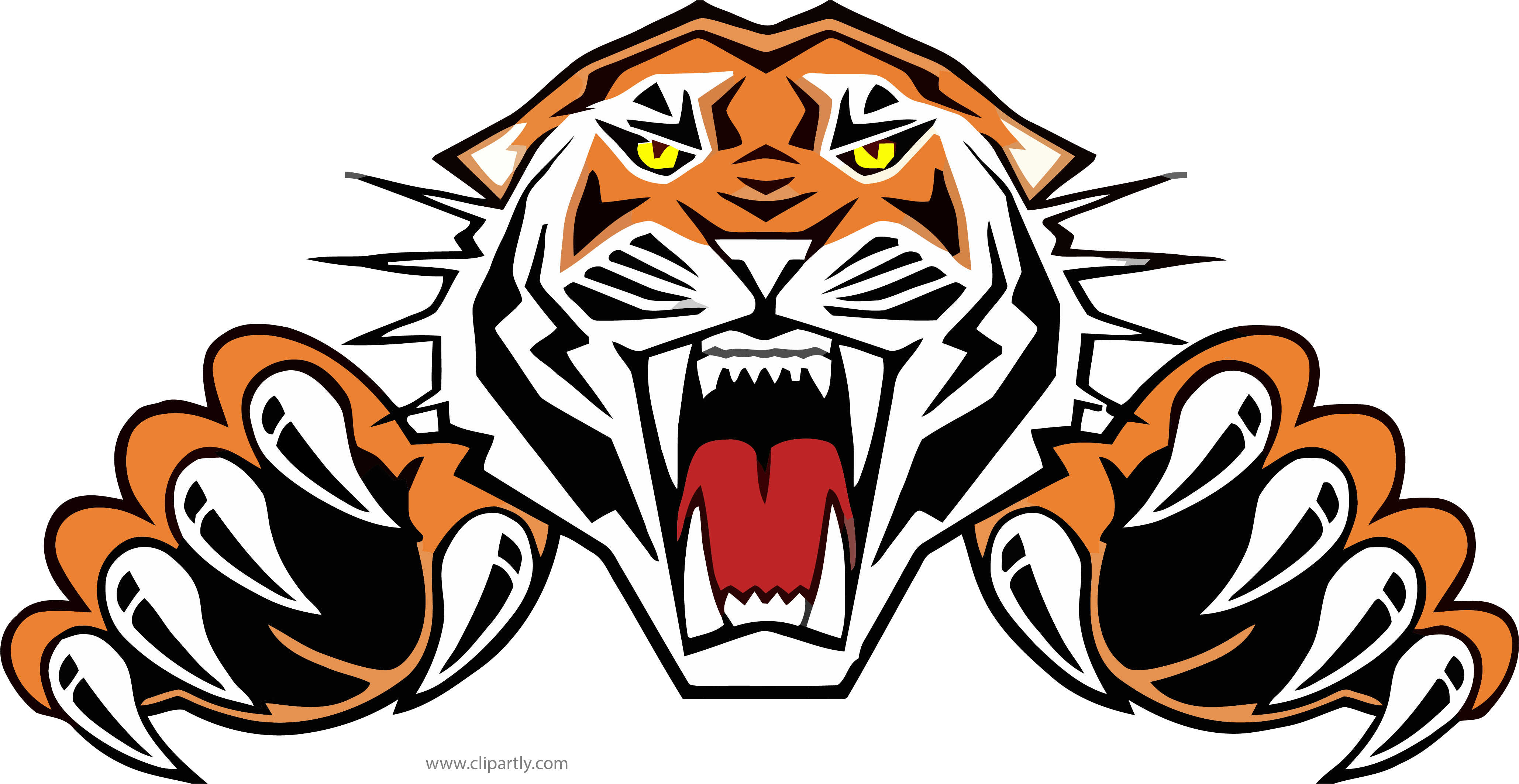 Tiiger Clipart Roaring Tiger - Roaring Tiger Clipart (4116x2124), Png ...