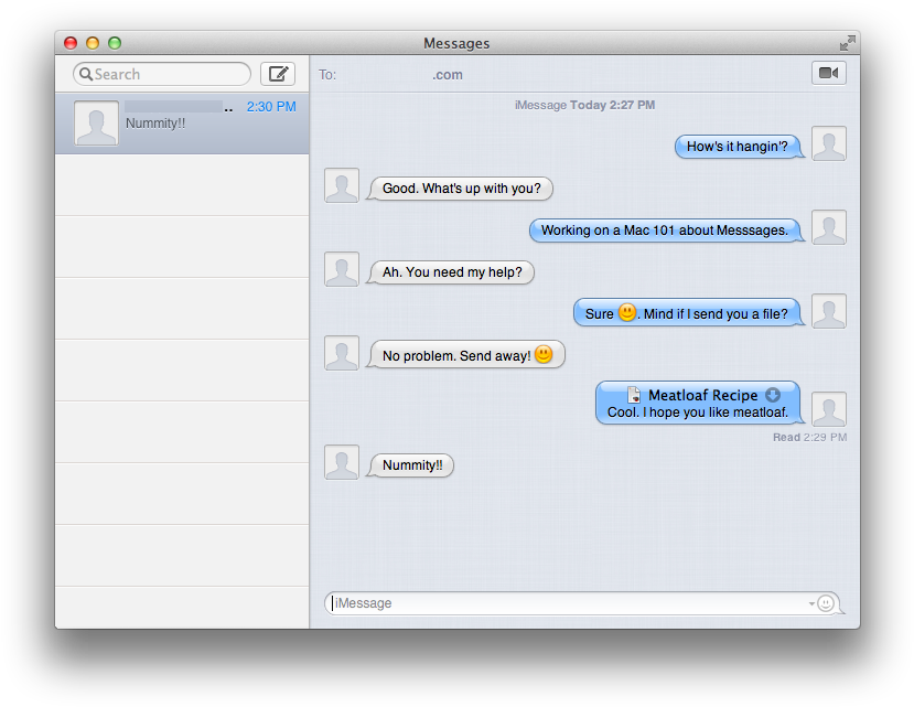 Overview Of The Messages Window - Os X Mountain Lion (844x656), Png ...