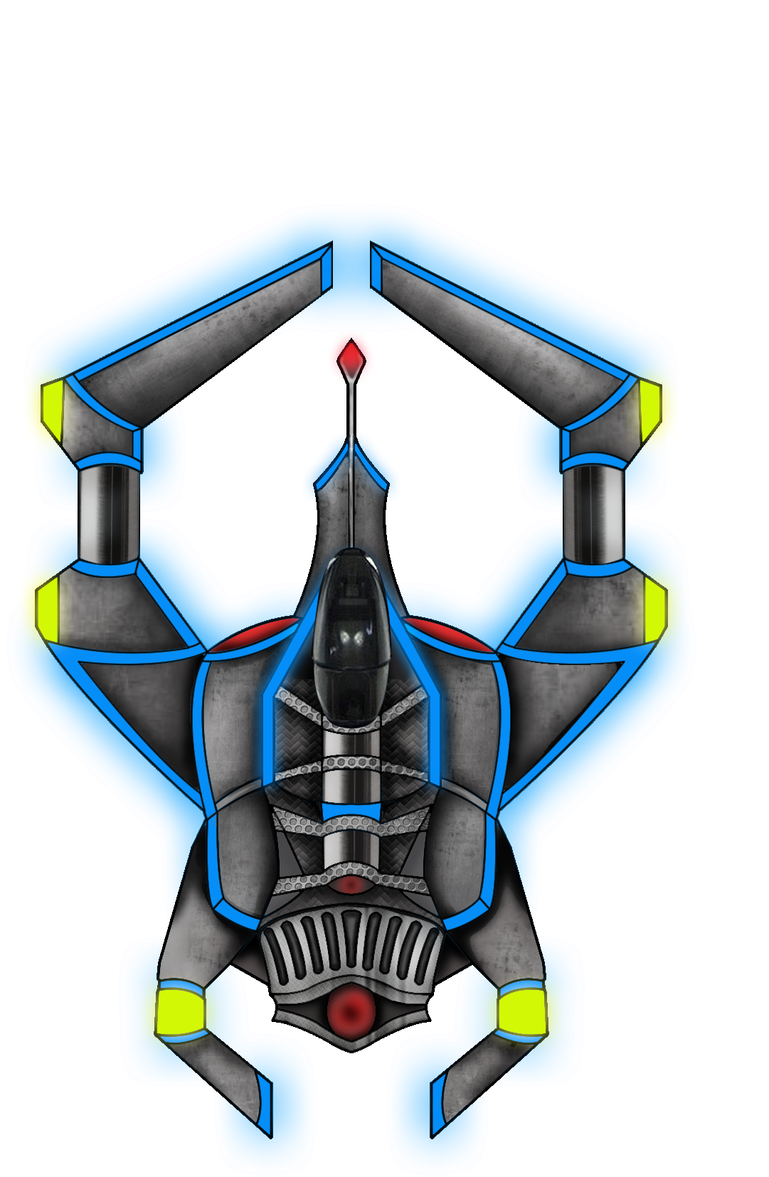 Spaceship Finished - 2d Spaceship No Background (1080x1920), Png Download