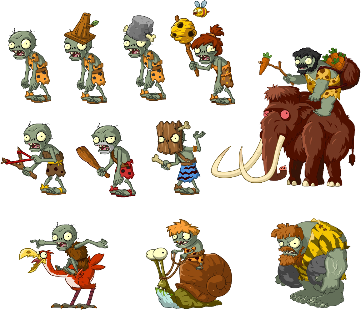 Primitive Zombies - Plants Vs Zombies Caveman (1248x1024), Png Download