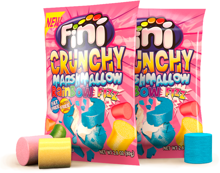 Fini Crunchy Mallow Fizz Strawberry Flavour 80g (769x764), Png Download