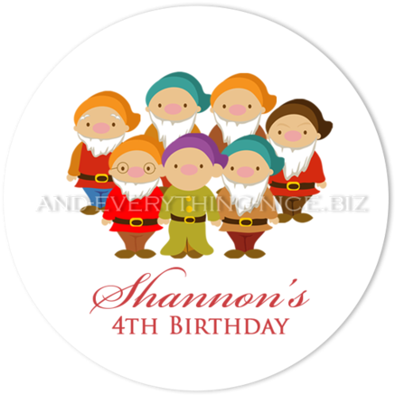 Download 3" Round Snow White Seven Dwarfs Favor Labels • Self - You ...