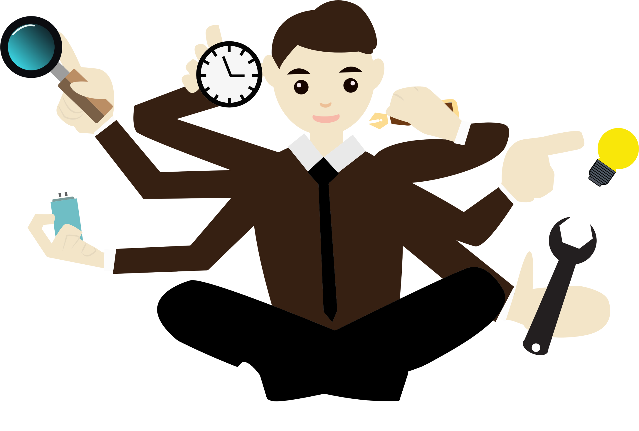 Person Clipart Png - Clip Art Multitasking (2176x1469), Png Download