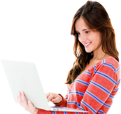 Woman Girl Png Image - Woman With Laptop Png (437x388), Png Download