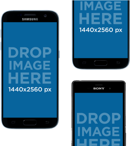 Black Android Phones In Portrait Position Over A Png - Samsung Galaxy ...