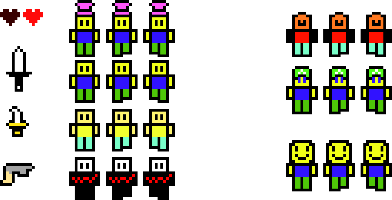 Roblox Classic Characters In Pixels (1630x790), Png Download