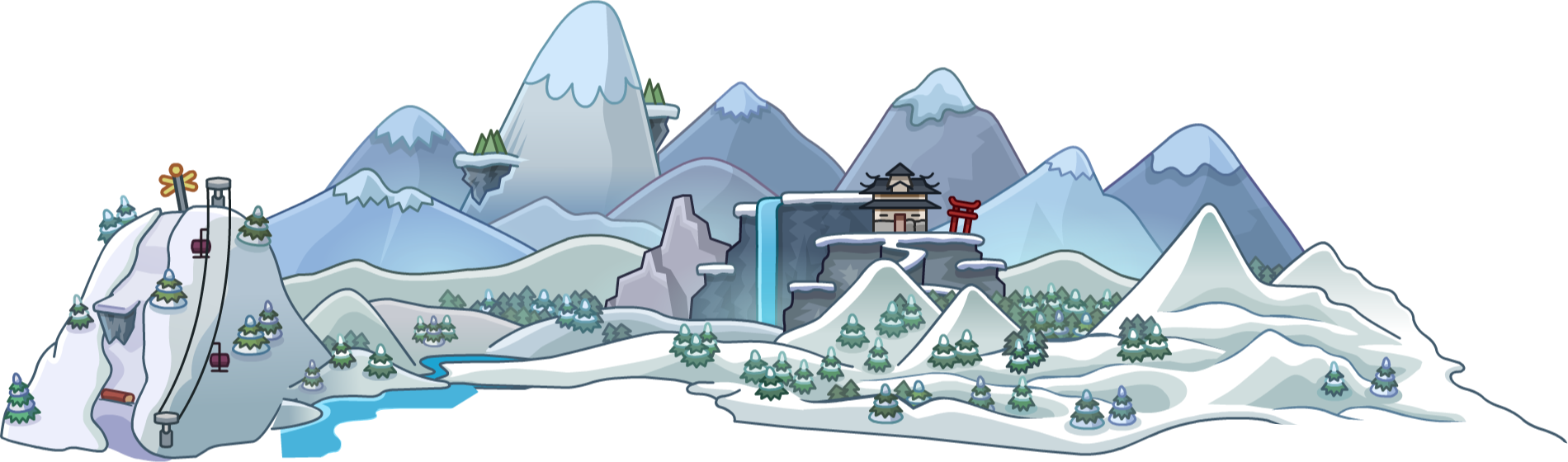 Cprangemountain - Club Penguin New Map 2011 (1900x560), Png Download