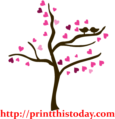 Love Birds Tree Clip Art