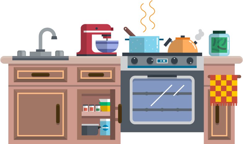 Kitchenware Animation Cartoon - Kitchen Cabinets Cartoon (842x595), Png ...