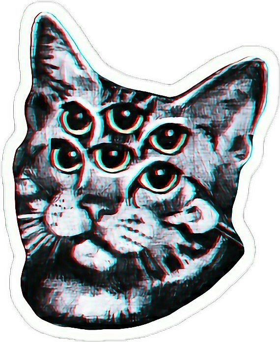Cat Tumblr Cool Awesome Alien Vaporwave (570x696), Png Download