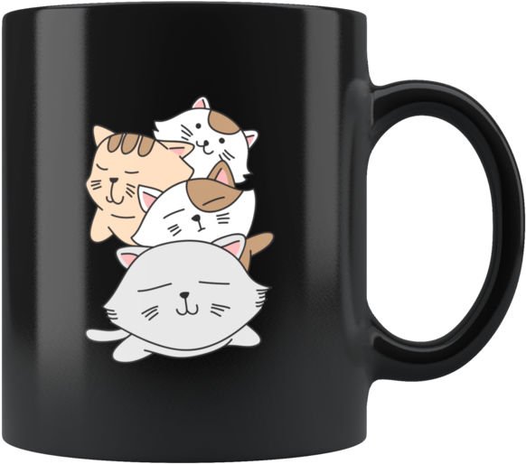 Kawaii Cat Pile Coffee Mug (600x600), Png Download