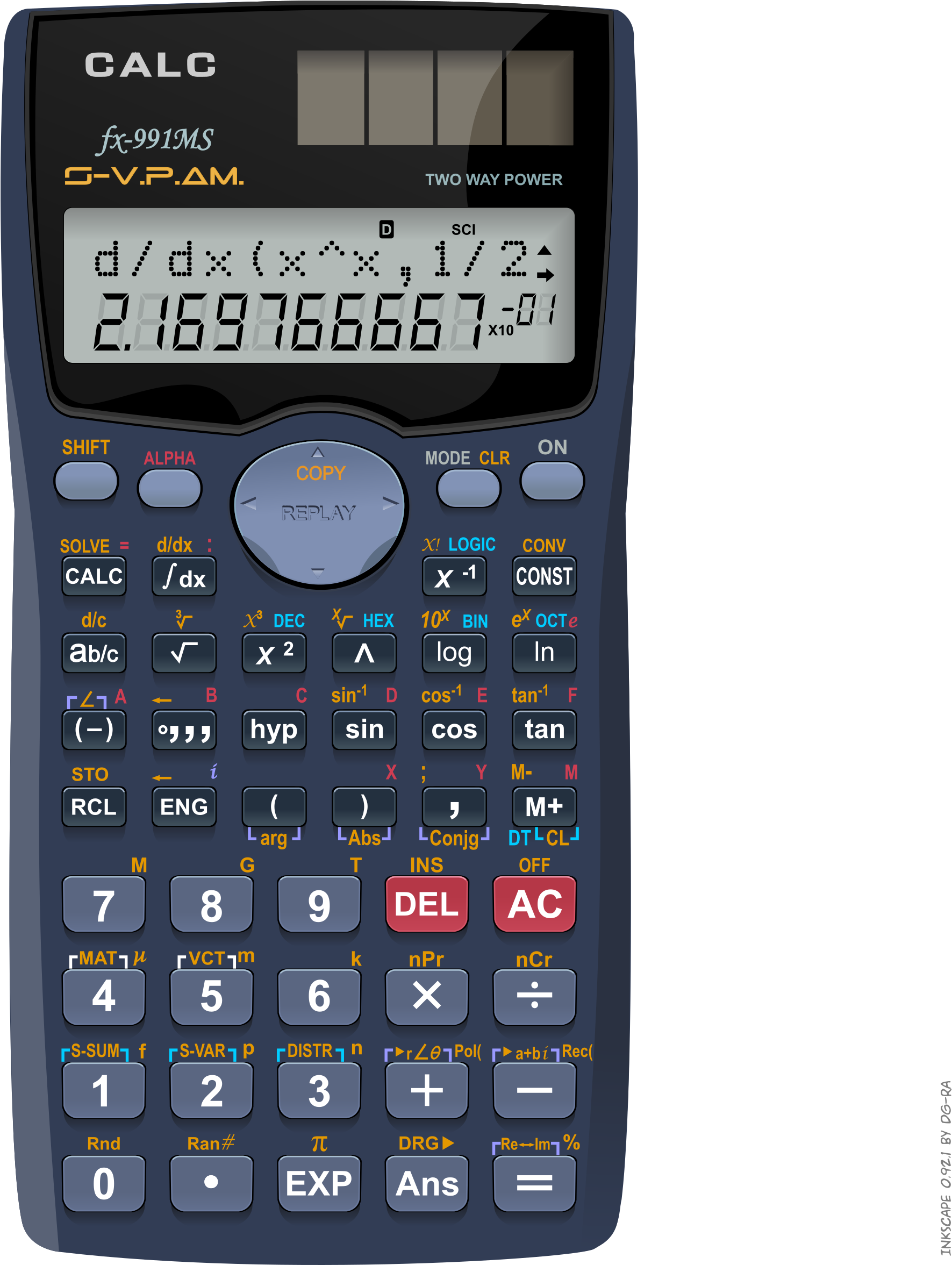 Calculator Clipart Vector Png - Casio Fx 991ms (2400x2400), Png Download